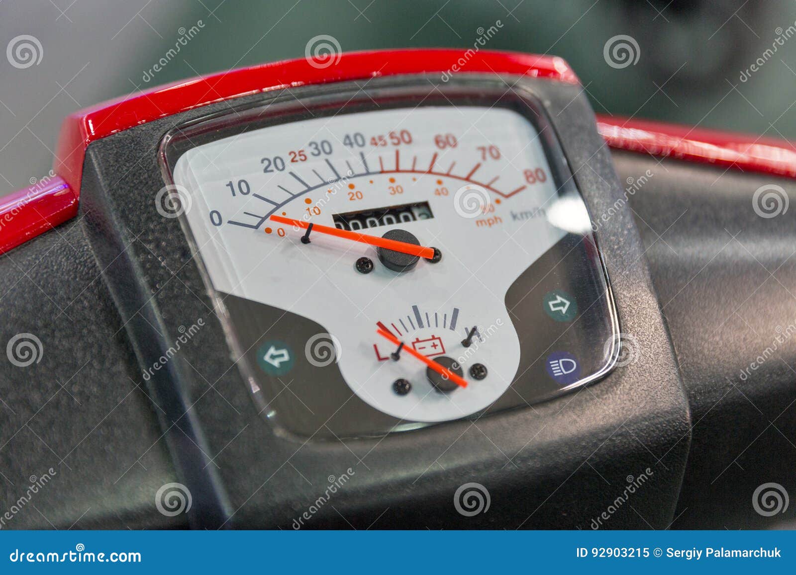 Dashboard with Speedometer of Electric Motorcycle Closeup Stock Image ...