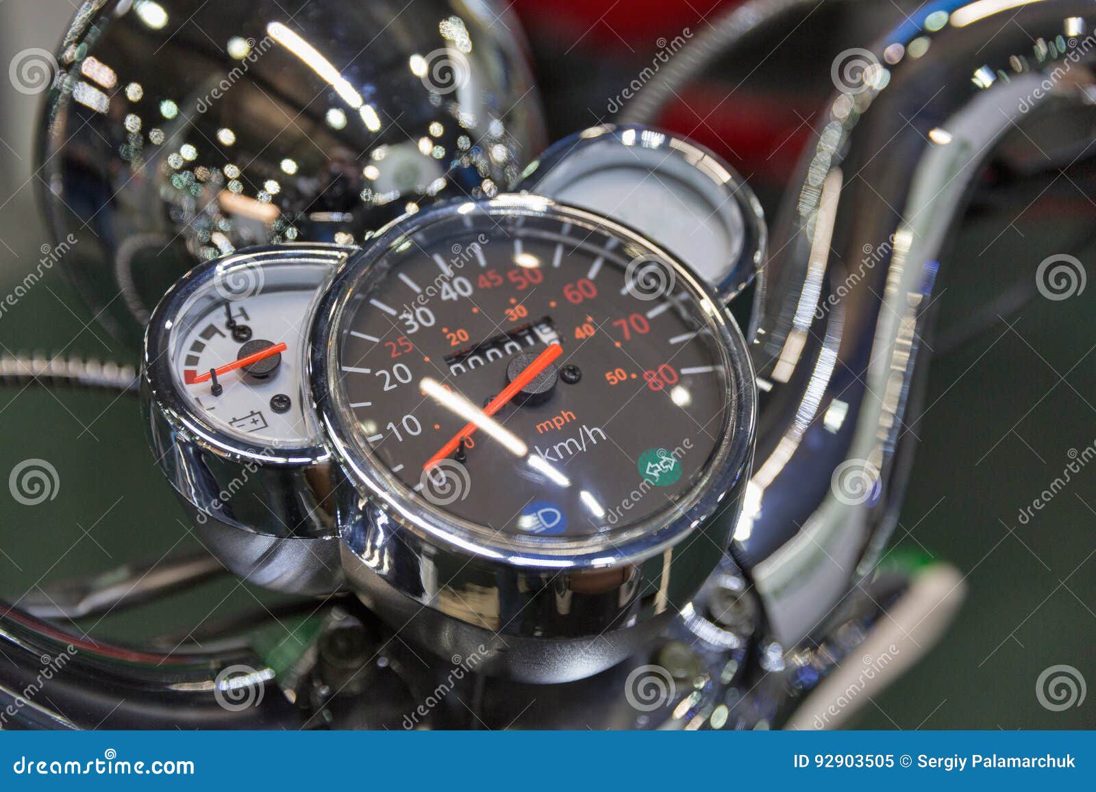 Dashboard with Speedometer of Electric Motorcycle Closeup Stock Image ...