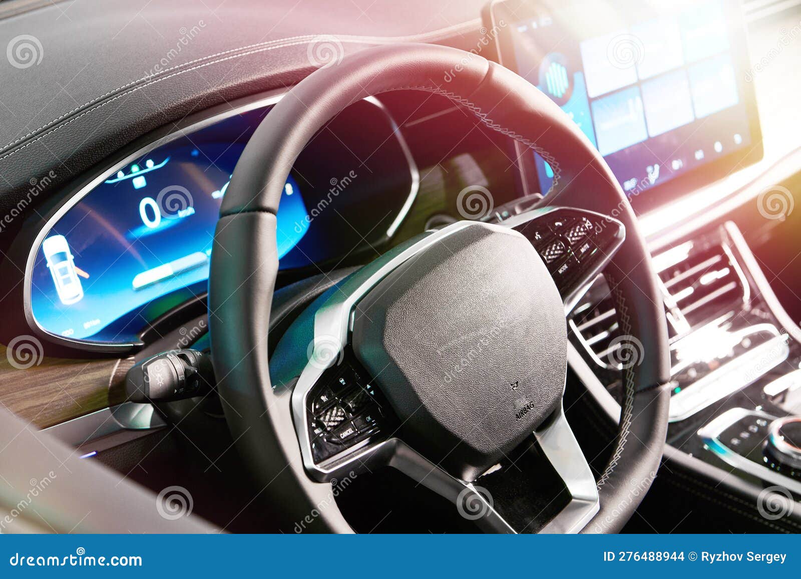 Dashboard and Steering Wheel Car Stock Photo - Image of design, luxury ...