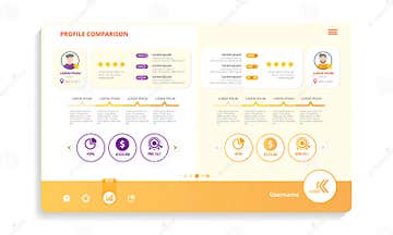 Profile Comparison with Infographic Dashboard Templates Stock Vector ...