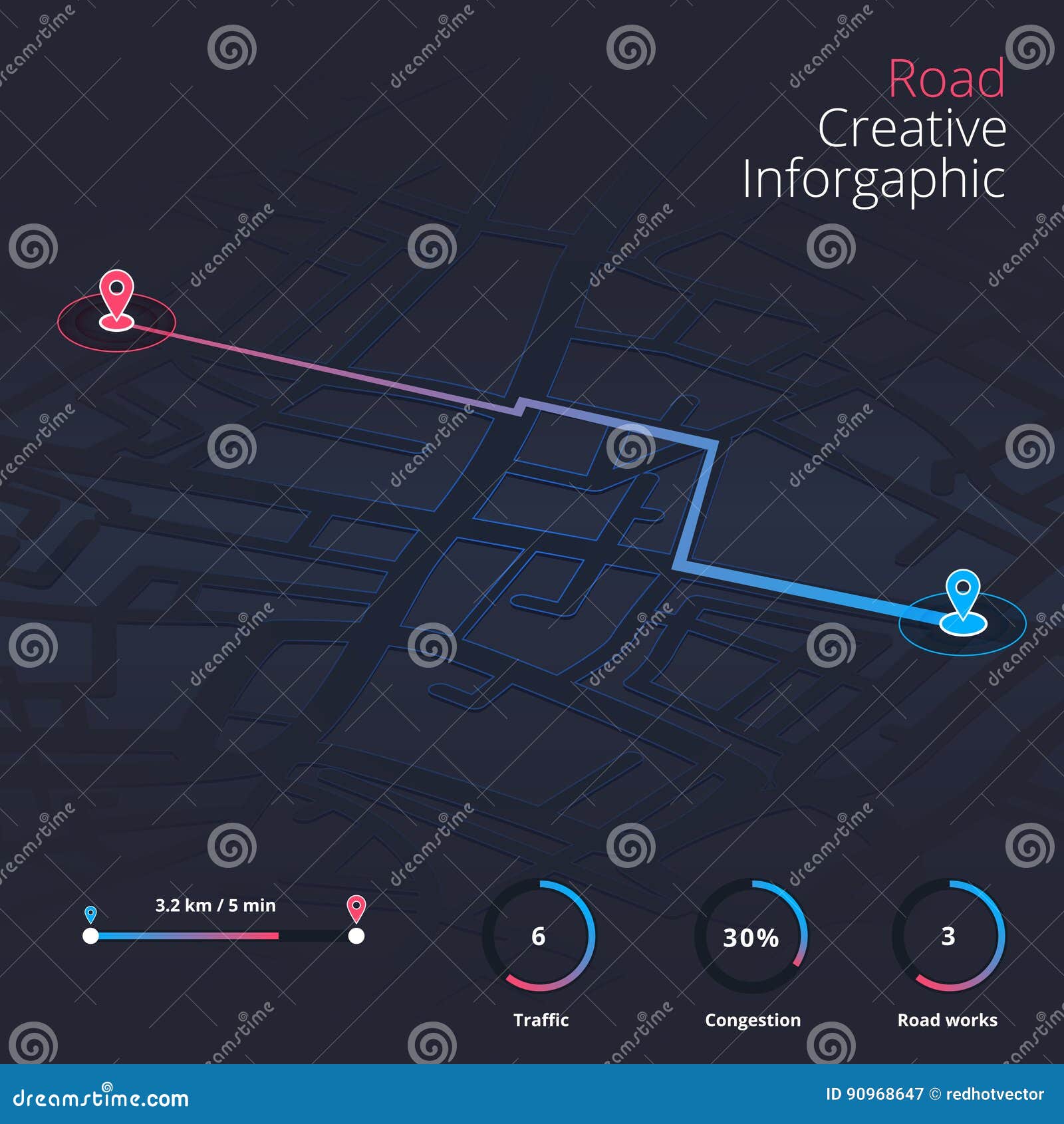 Dashboard Theme Creative Infographic of City Map Navigation Stock ...