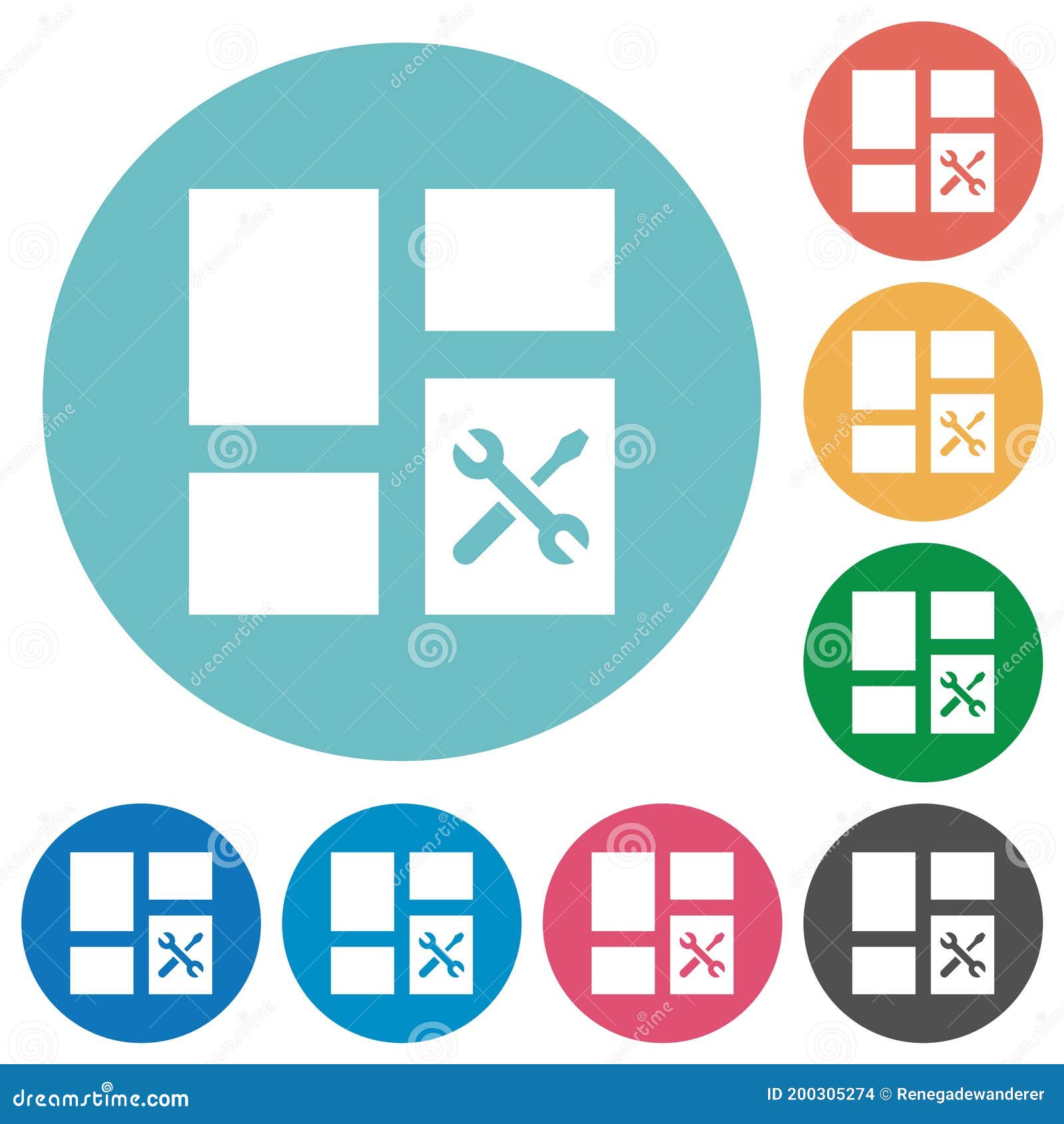 Dashboard Tools Flat Round Icons Stock Vector - Illustration of circles ...