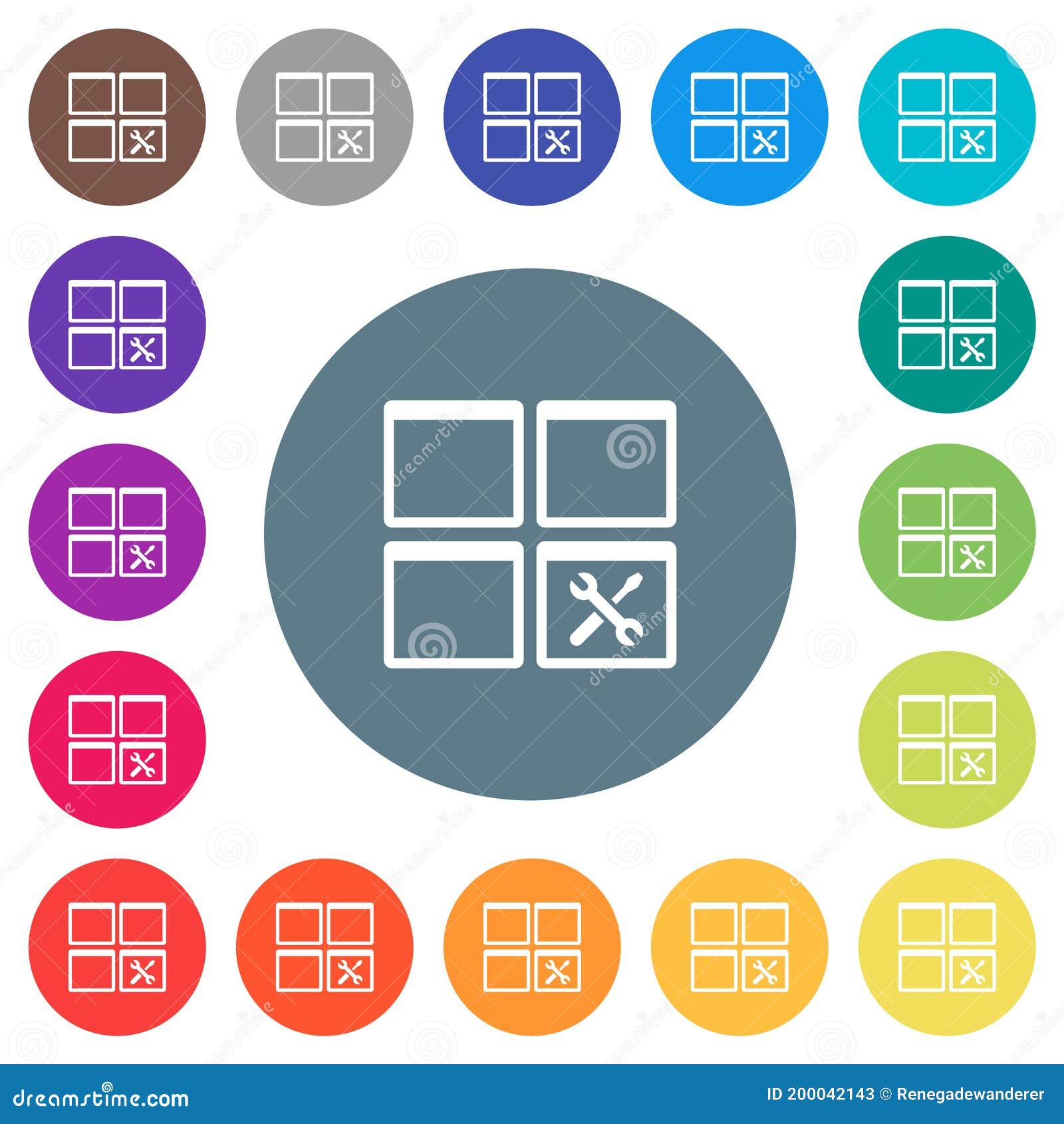 Dashboard Tools Flat White Icons on Round Color Backgrounds Stock ...