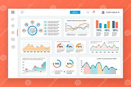 Dashboard UI Admin Panel Vector Design Template with Infographic ...