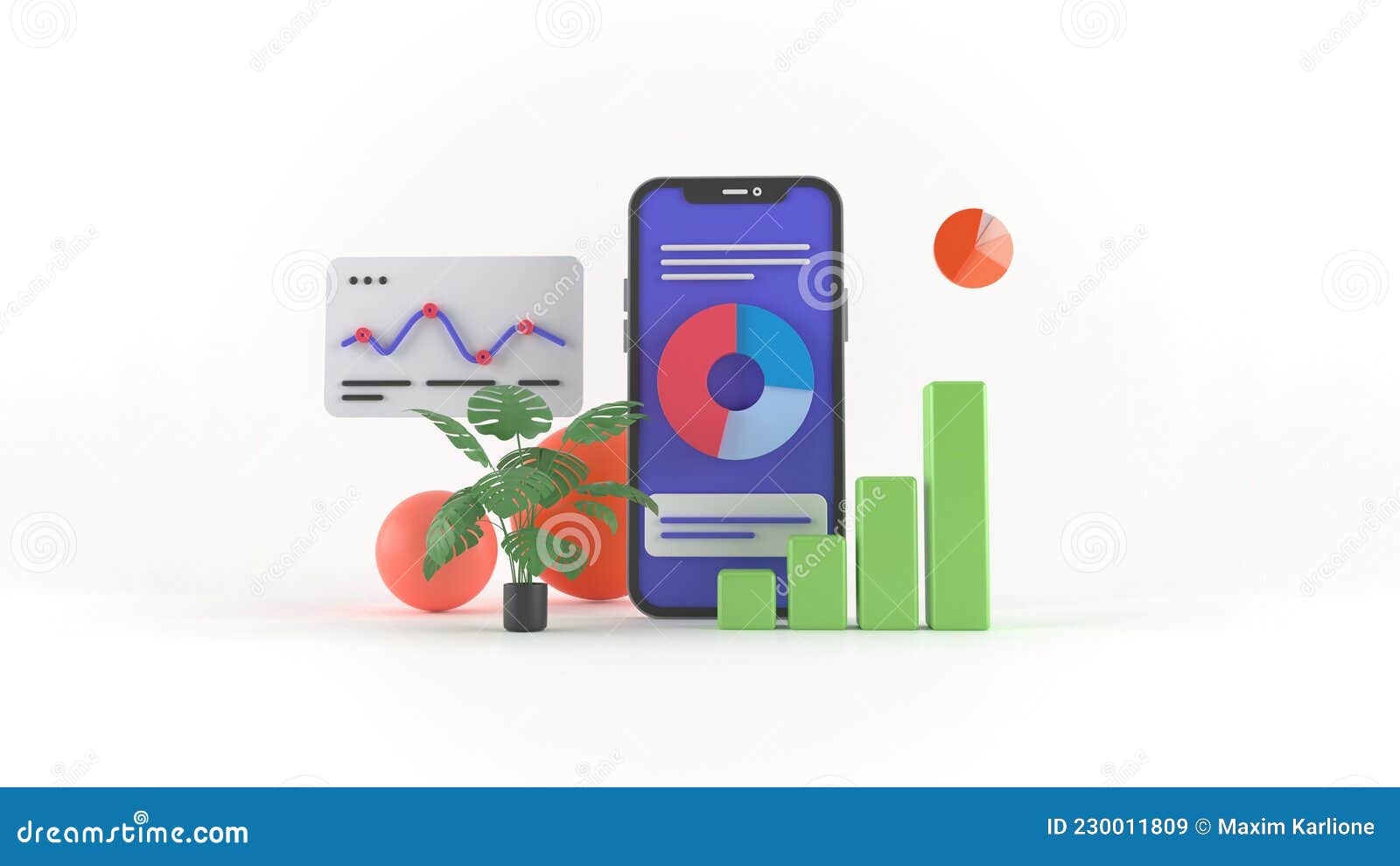 Dashboard UI. Modern Presentation with Data Graphs and HUD Diagrams. 3d Illustration Abstract ...