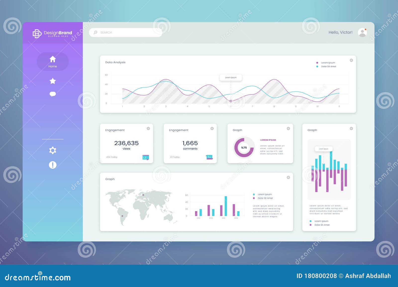Dashboard User Panel Template Design for Business Presentations or ...