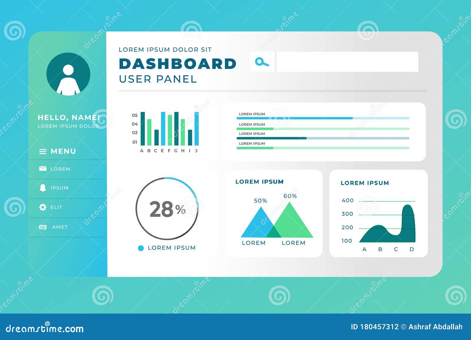 Dashboard User Panel Template Design for Business Presentations or ...