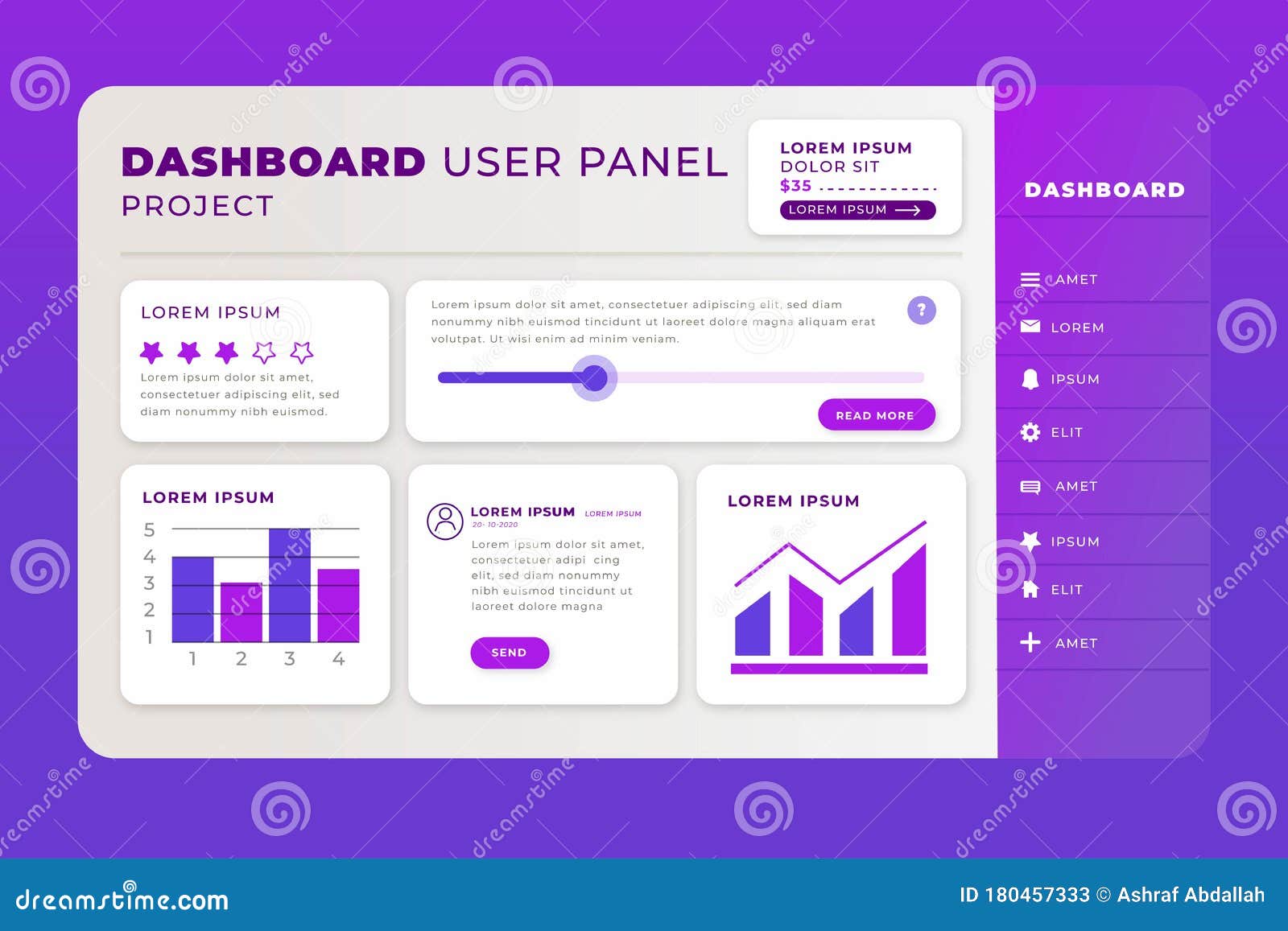 Dashboard User Panel Template Design for Business Presentations or ...