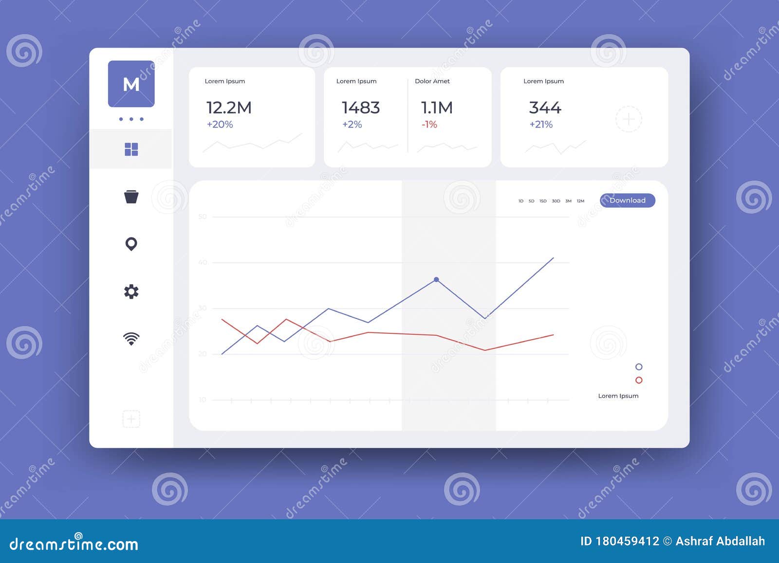 Dashboard User Panel Template Design for Business Presentations or ...
