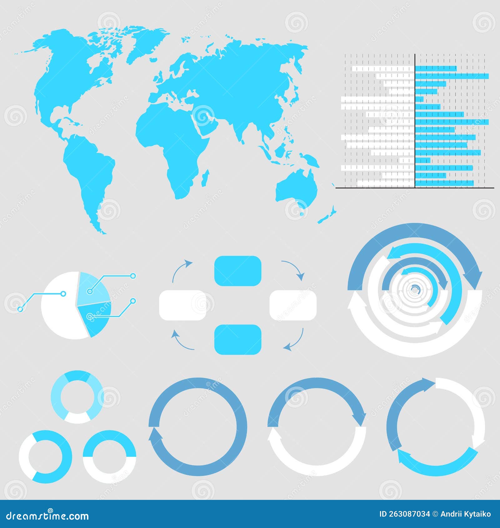 Dashboard with World Map Statistic Chart and Graphic Stock Vector ...