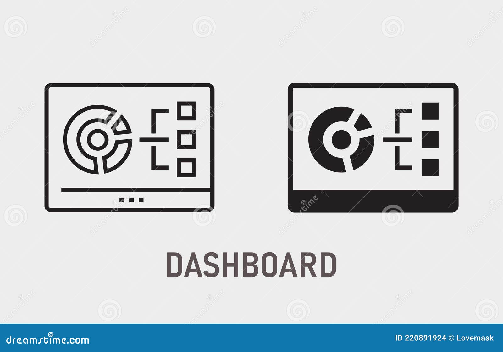Dashboarding Visualization Icon on White Background. Vector ...