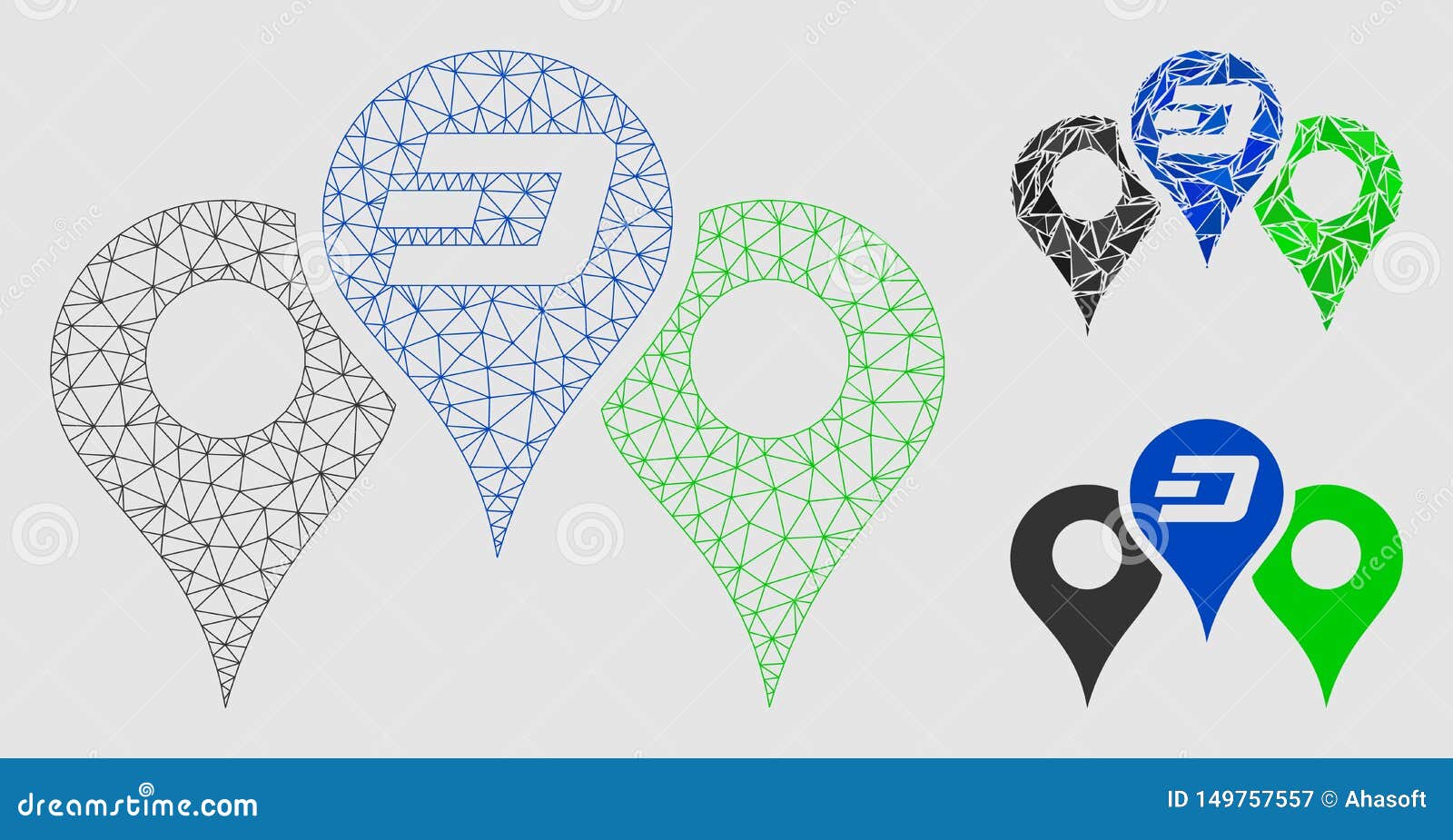 Dashcoin Map Markers Vector Mesh 2D Model and Triangle Mosaic Icon ... Dashcoin Map Markers Vector Mesh 2D Model and Triangle Mosaic Icon ...