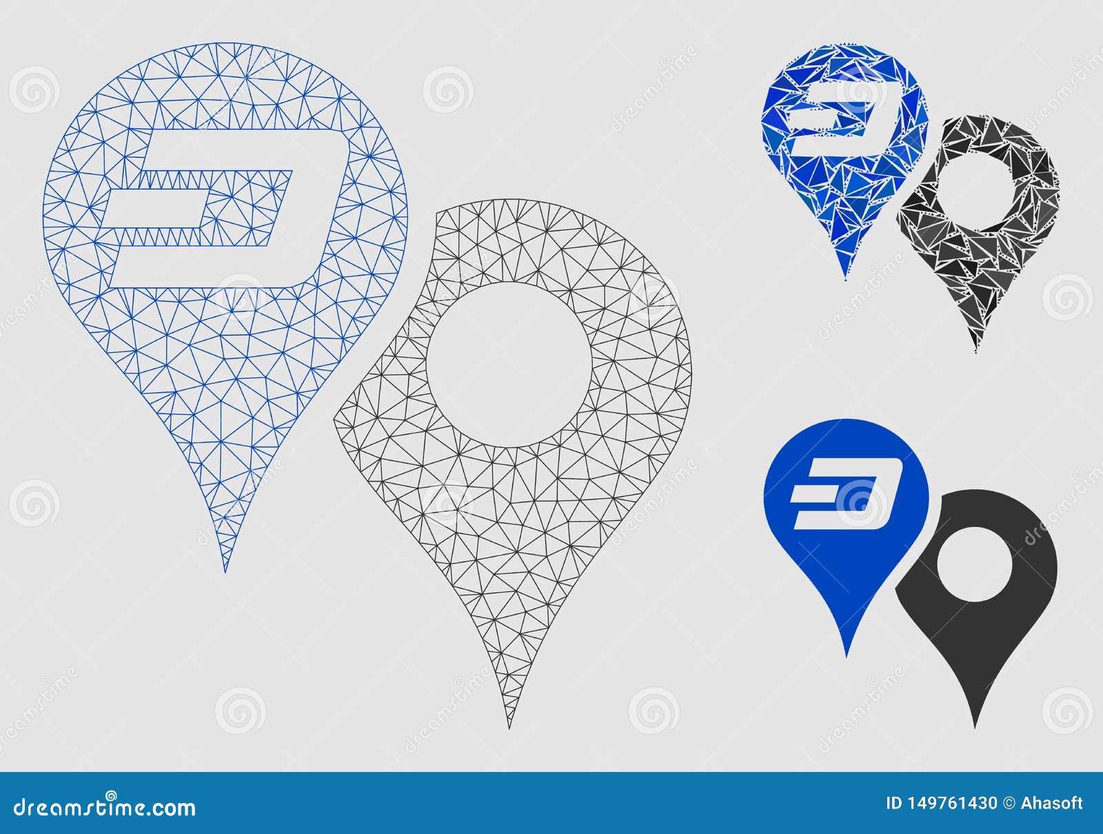Dashcoin Map Pointers Vector Mesh Carcass Model and Triangle Mosaic ... Dashcoin Map Pointers Vector Mesh Carcass Model and Triangle Mosaic ...