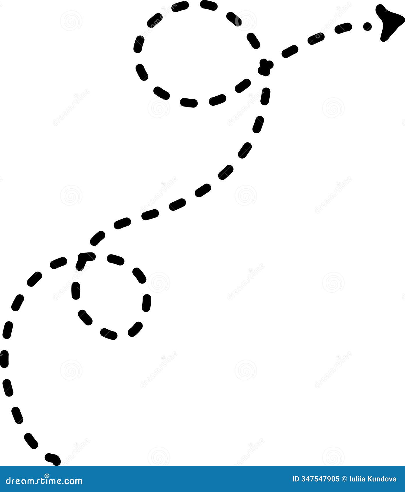 Dashed Arrow Curving and Looping, Representing a Journey, Progress, or ...