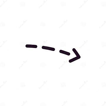 Dashed Arrow in Doodle Style Pointing Direction. Simple Dot Line with ...