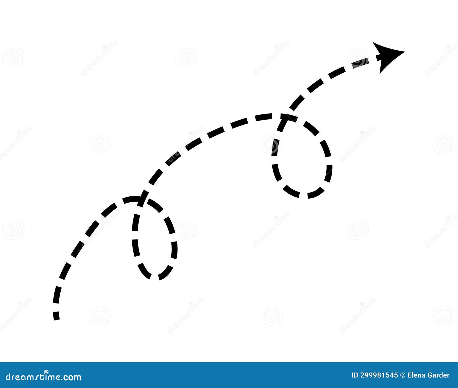 Dashed Arrow Set. Vector Doodle Dot Line Stock Illustration - Illustration of draw, curve: 299981545