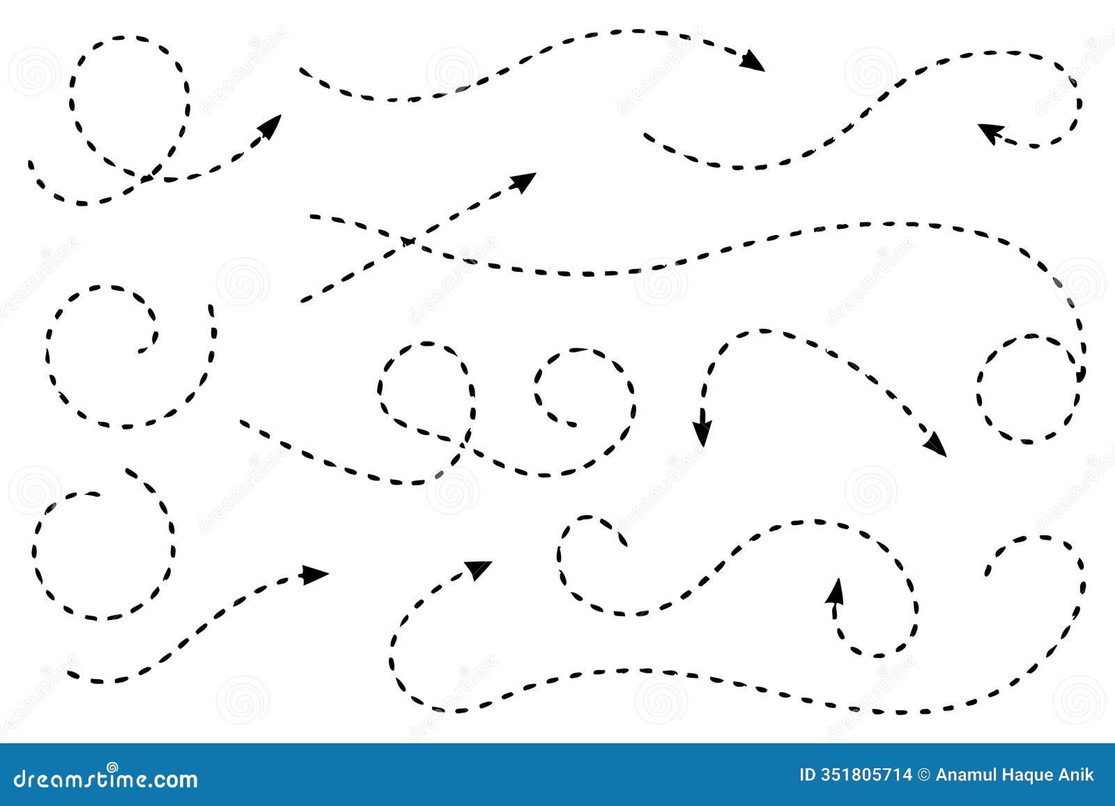 Dashed Arrows Design Elements Guide Direction Path Route Navigation ...