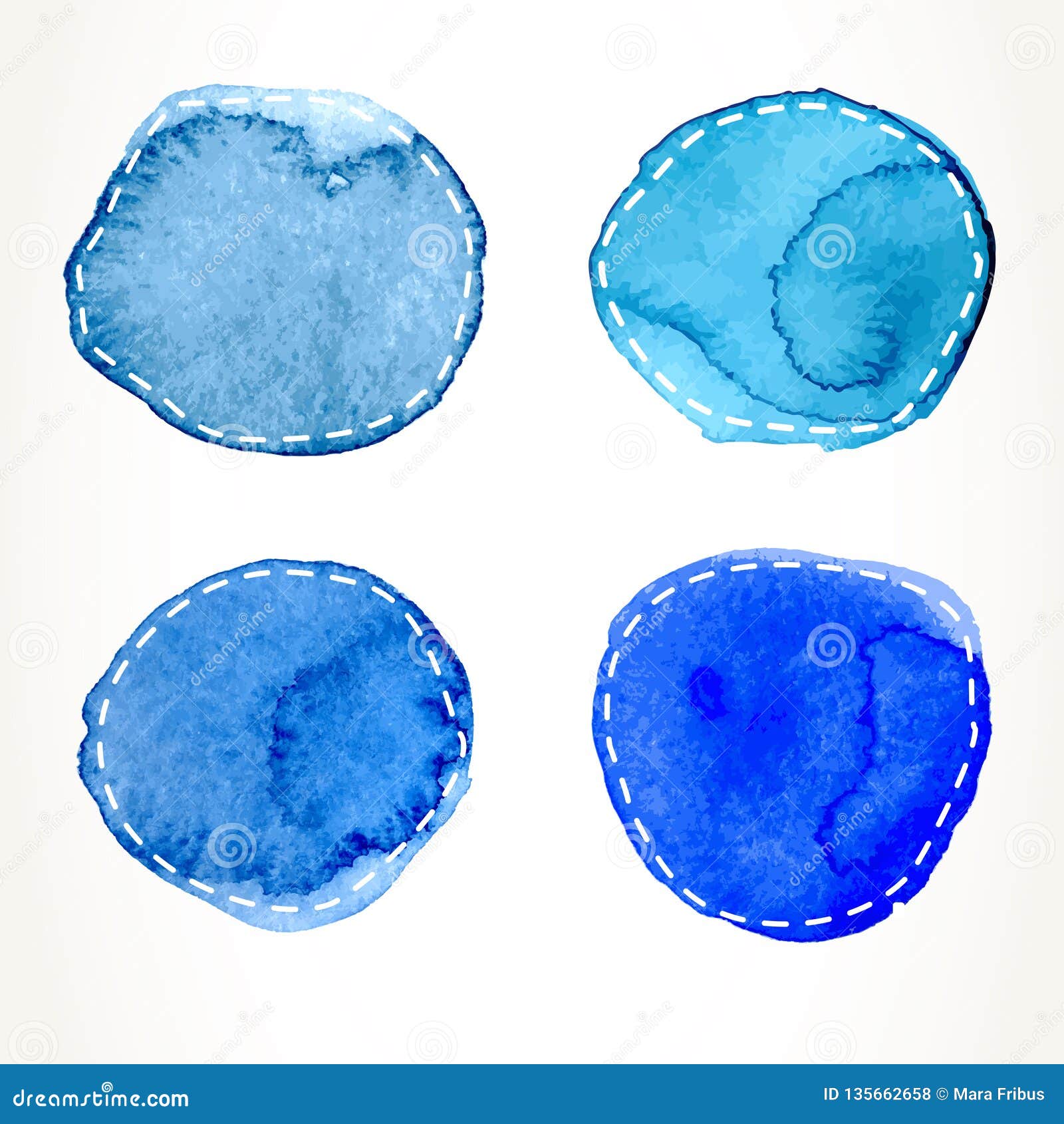 Dashed Blue Watercolor Circles Stock Vector - Illustration of circle ...