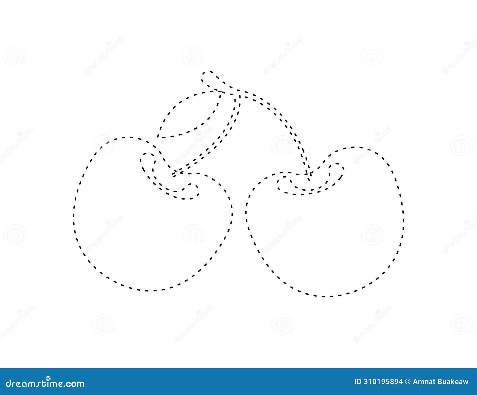 Dashed Cherry Outline For Coloring Book Template, Cherry For Kids ...