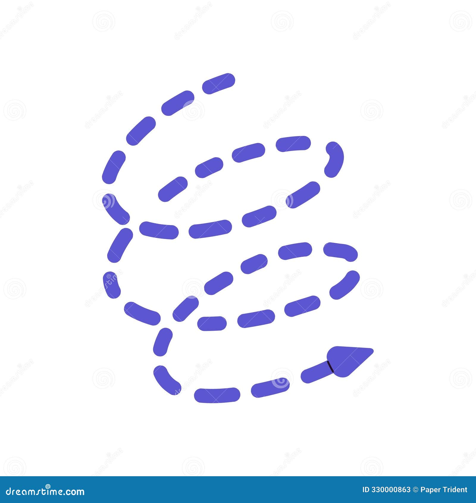 Dashed Curve with Loops Showing Route. Twisted Dot Line with Cursor ...