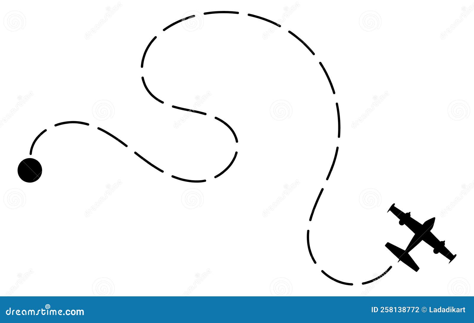 Airplane Trip. Air Plane Flight Route With Start Point And Loop Line ...