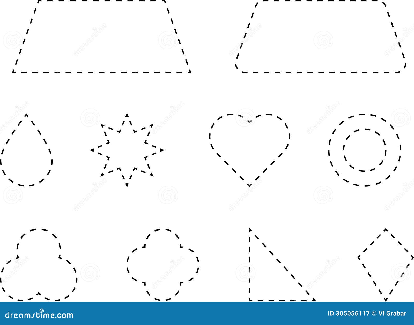 Dashed Line Basic Geometric Shapes. Dashed Outline Icon of Cut Frame ...