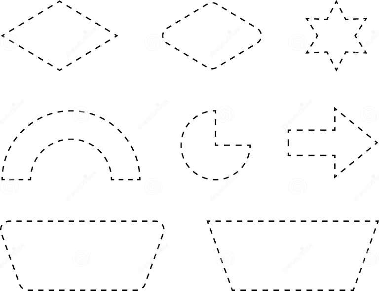 Dashed Line Basic Geometric Shapes. Dashed Outline Icon of Cut Frame ...