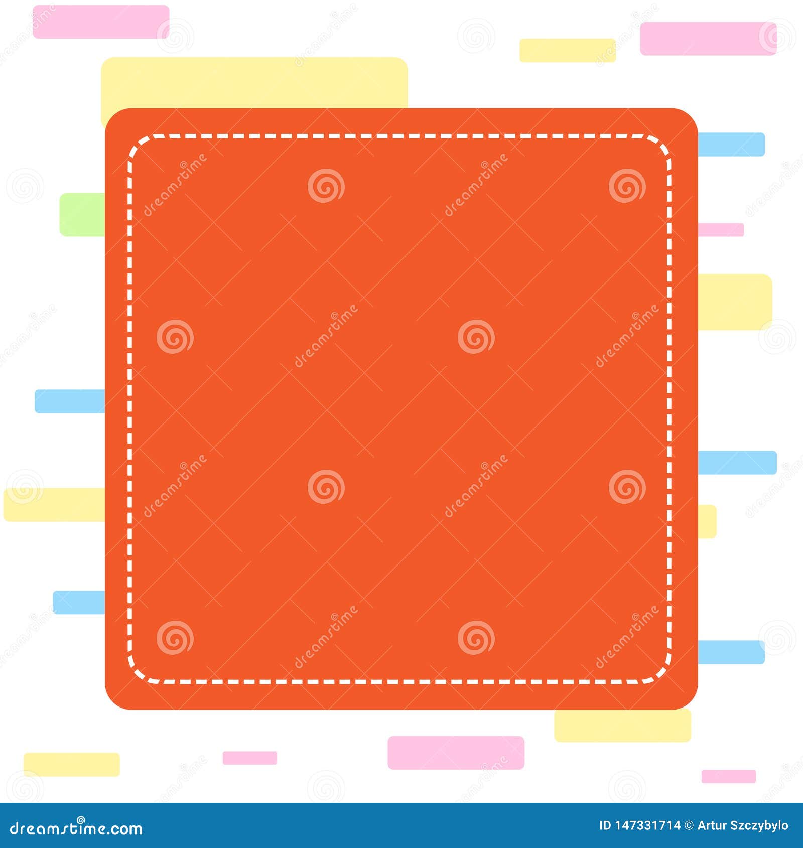 Dashed Line Blank Square In Color. Thin And Thick Lines. Empty Cutout ...