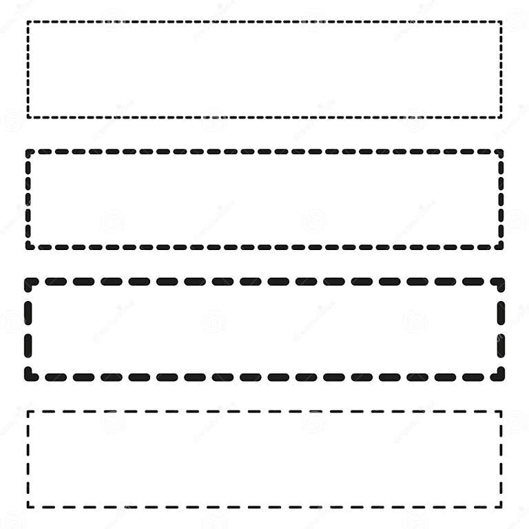 Dashed Line Frame. Dotted Rectangle Outline. Simple Border Vector ...