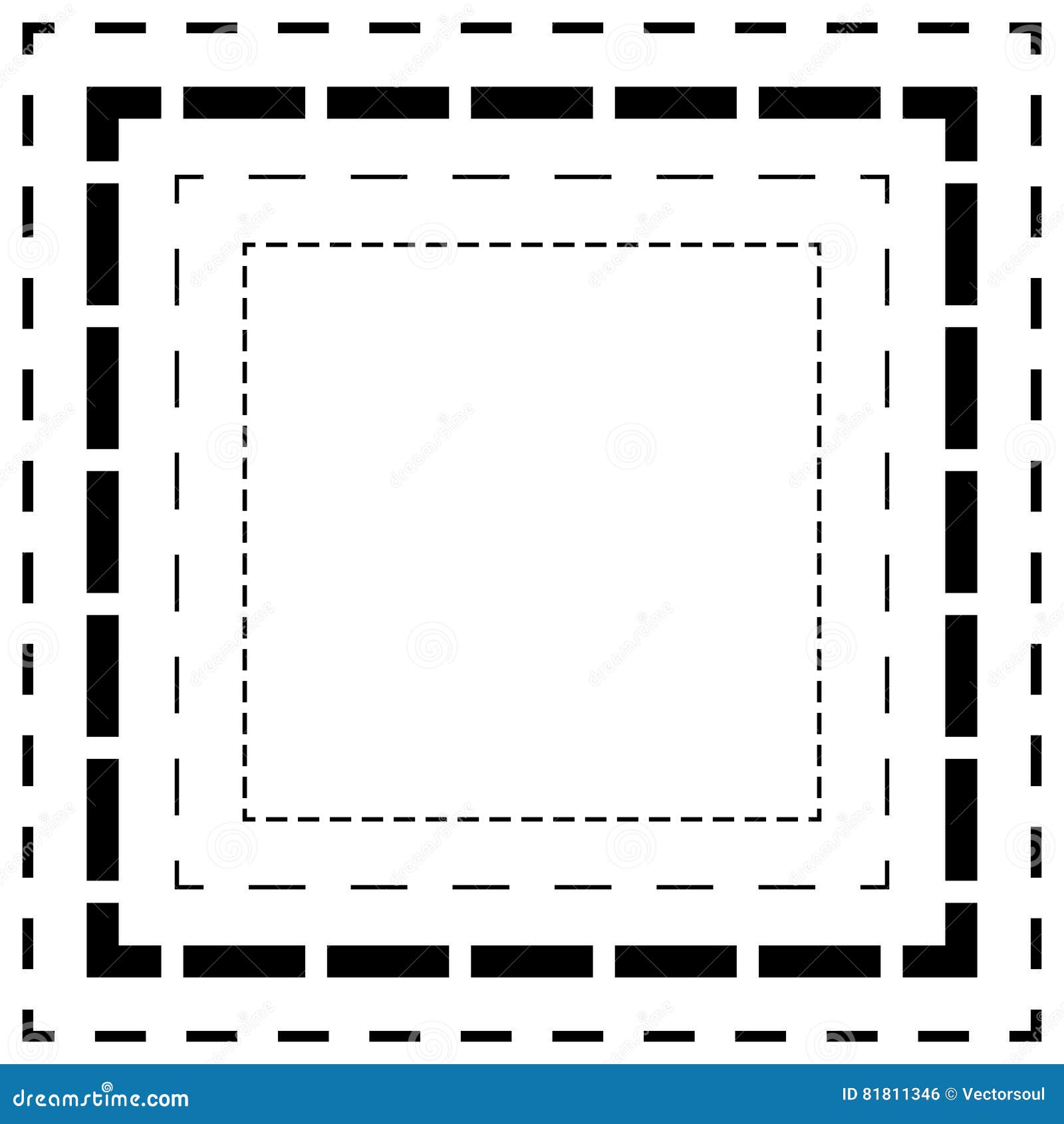 Dashed Line Squares. Thin and Thick Lines Stock Vector - Illustration ...