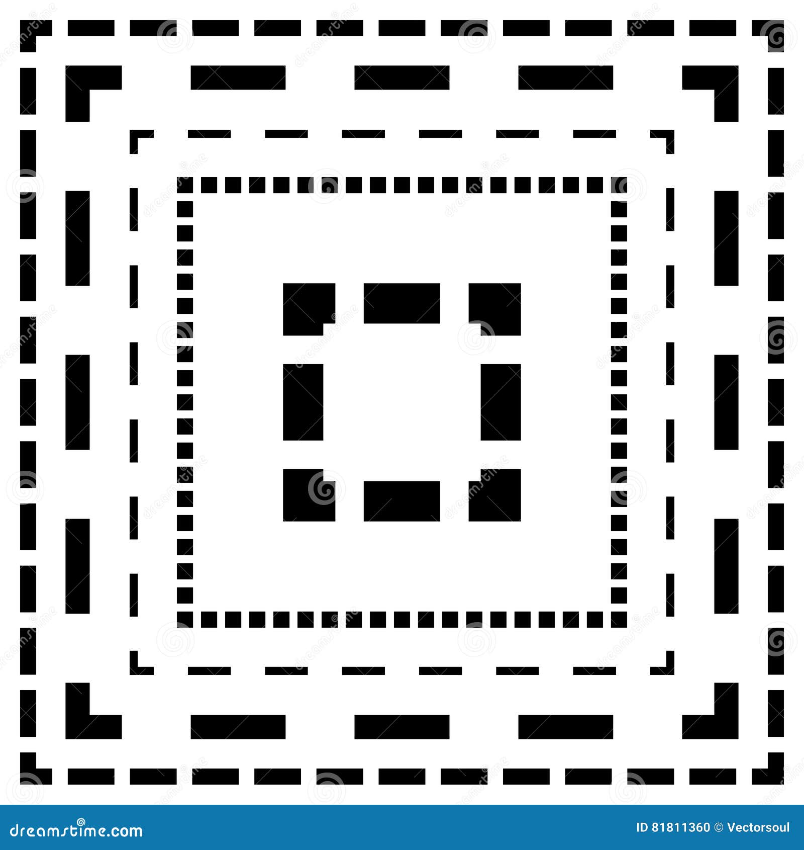 Dashed Line Squares. Thin and Thick Lines Stock Vector - Illustration ...