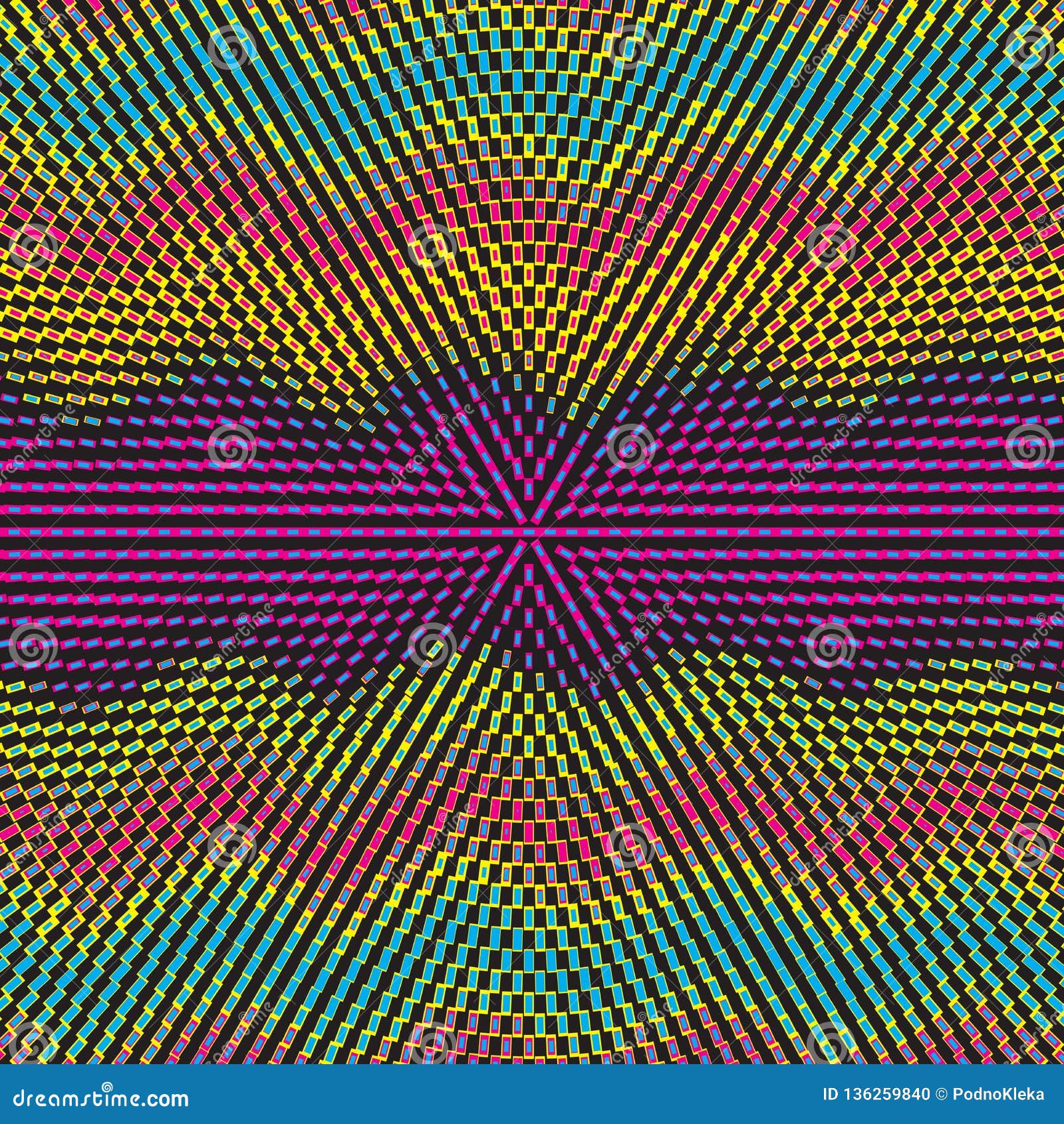 Dashed Lines CMYK Colors Radial Zigzag Stripe Vector Print Texture ...