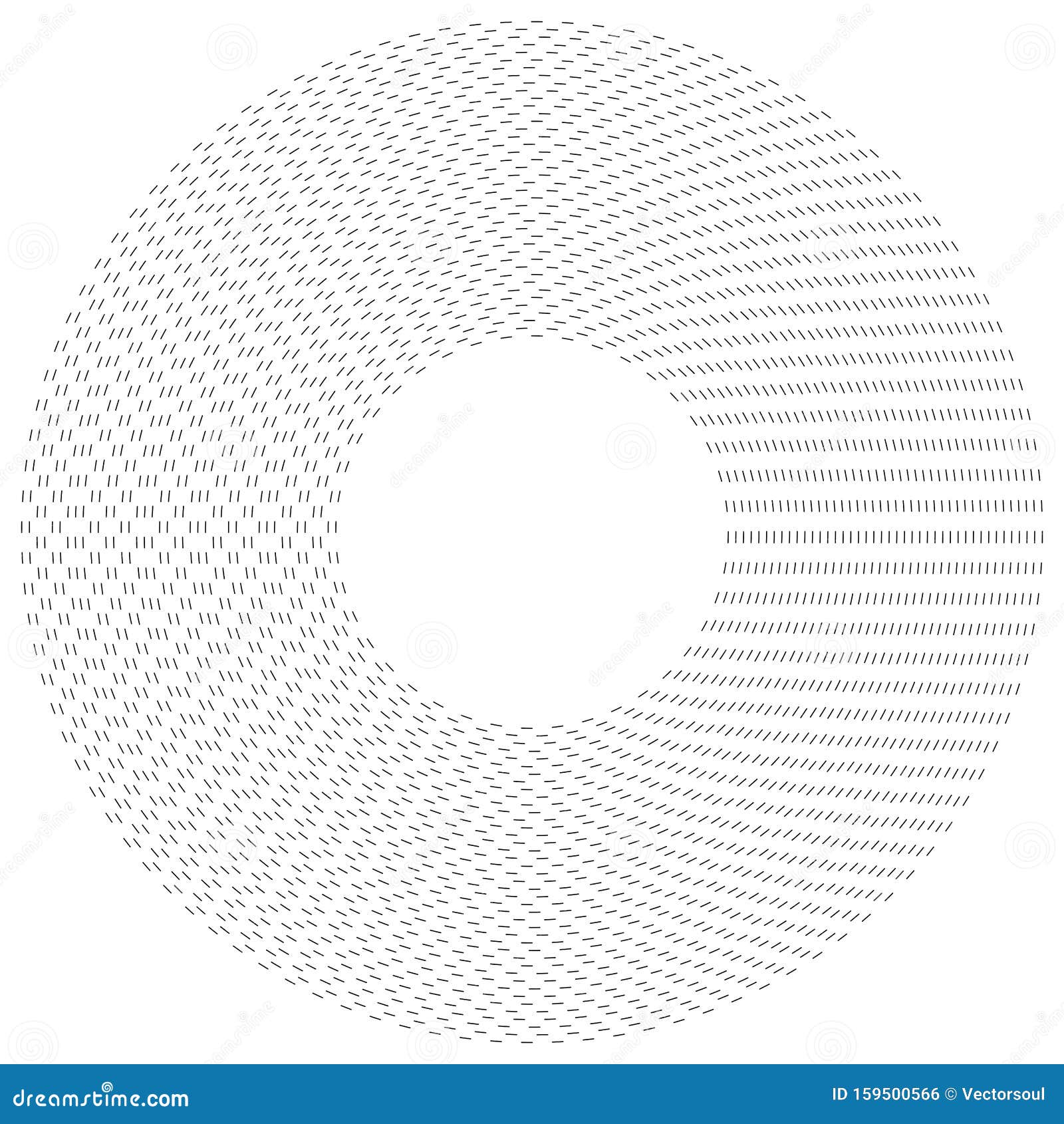 Dashed Lines Concentric, Radial Circles. Periodic, Segmented Lines with ...