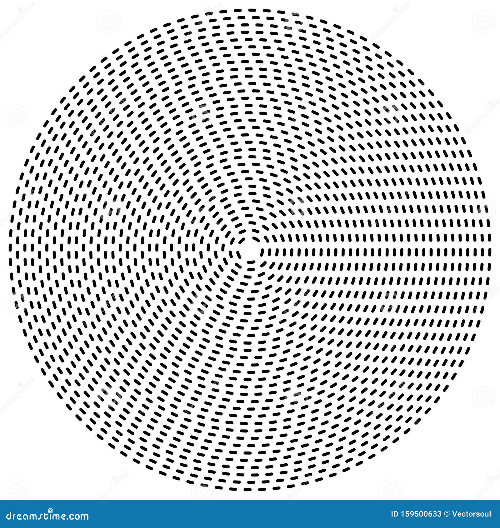 Dashed Lines Concentric, Radial Circles. Periodic, Segmented Lines with ...