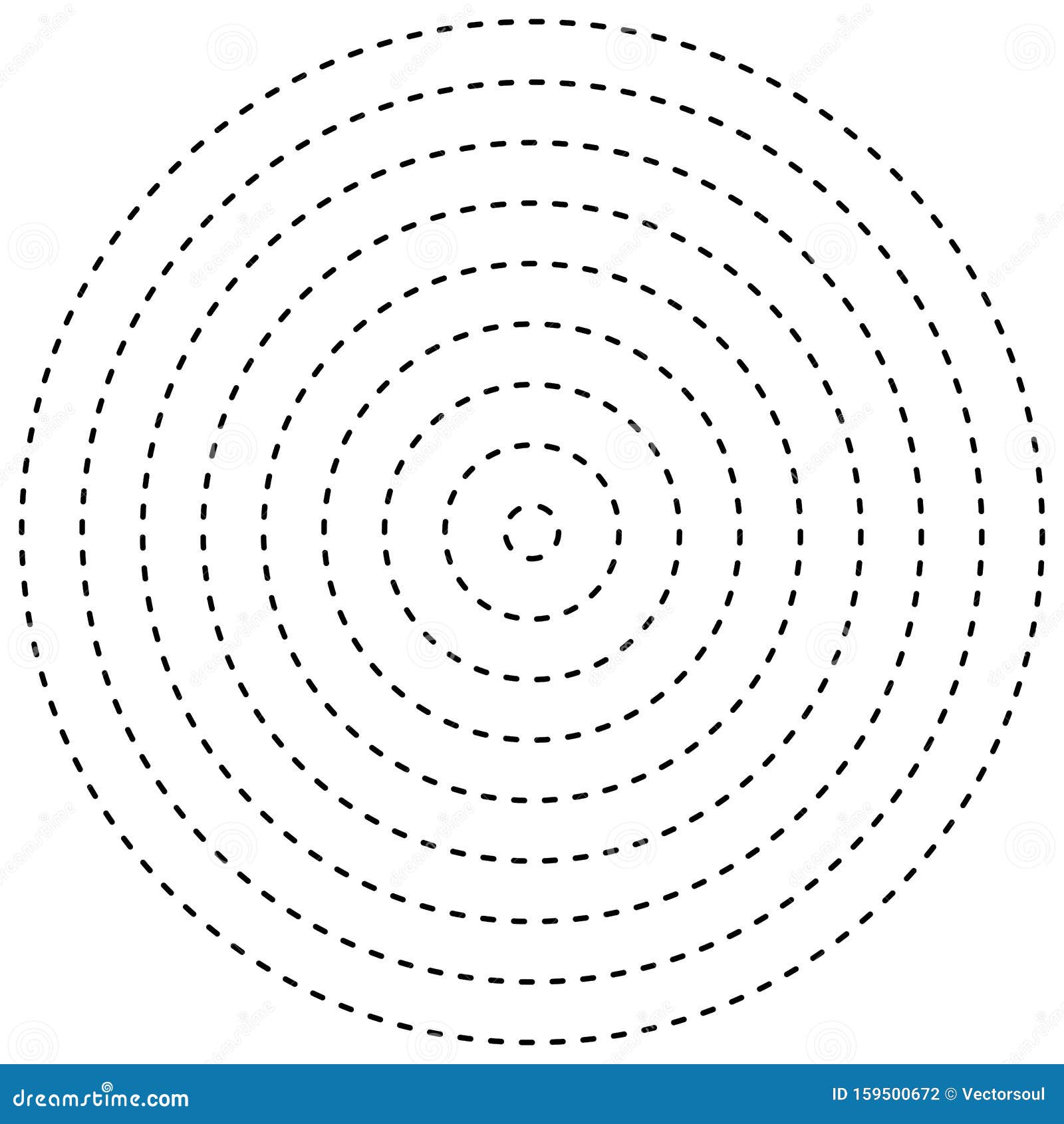 Dashed Lines Concentric, Radial Circles. Periodic, Segmented Lines with ...