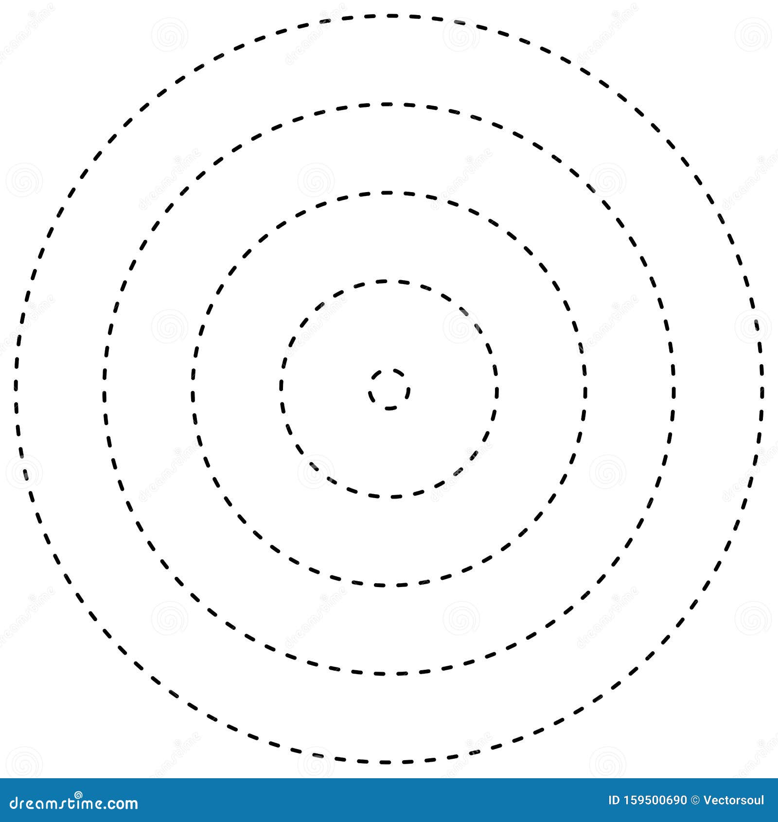 Dashed Lines Concentric, Radial Circles. Periodic, Segmented Lines with ...