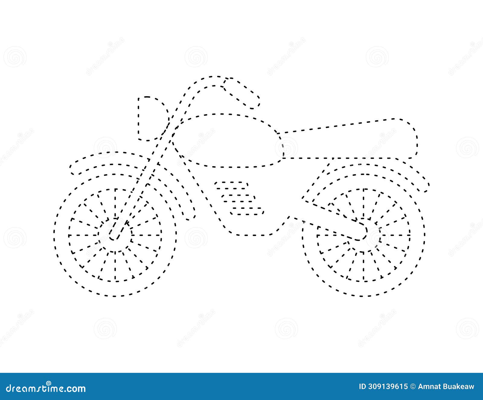 Dashed Motorcycle Outline for Coloring Book Template, Motorcycle ...
