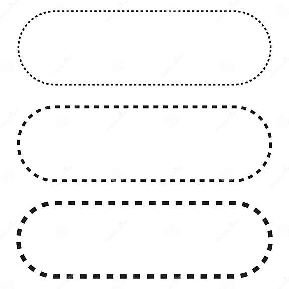 Dashed Outline Shapes. Rounded Rectangle Frames. Geometric Border Icons ...