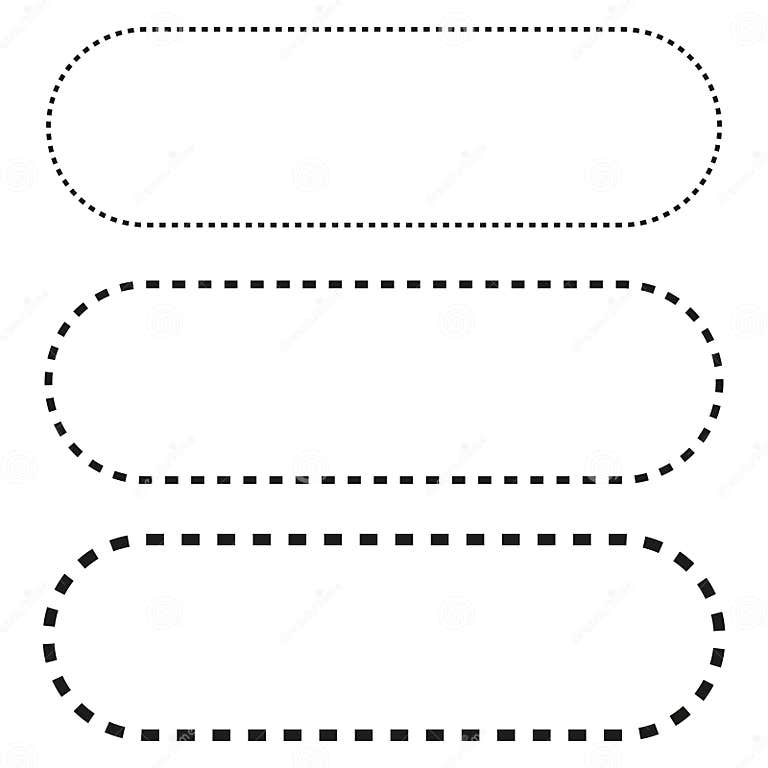 Dashed Outline Shapes. Rounded Rectangle Frames. Geometric Border Icons ...