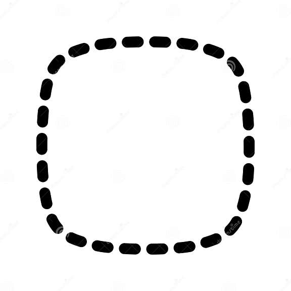 Dashed Squircle or Square with Rounded Borders. Simple Geometric Shape with Stitched Line ...