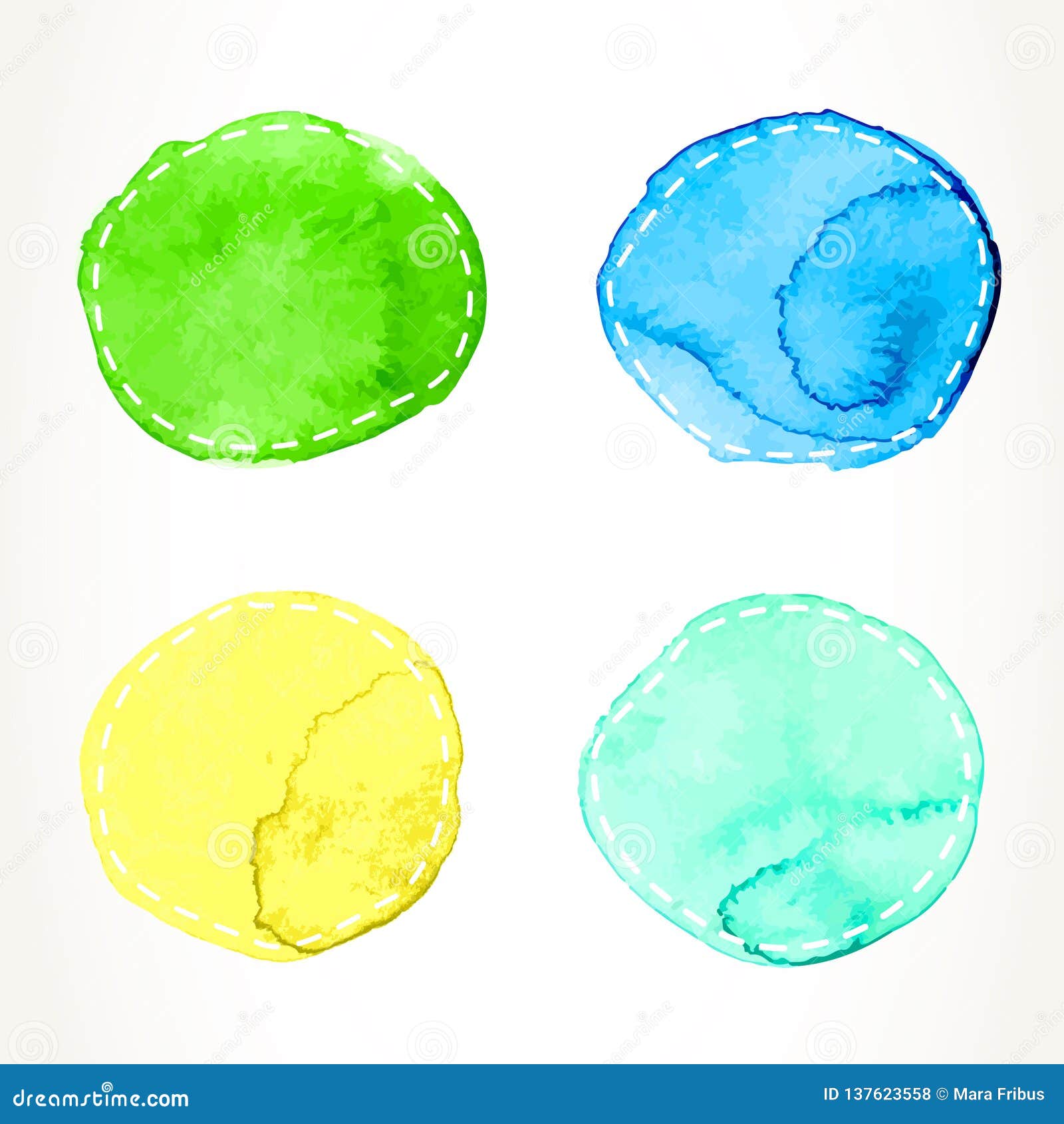 Dashed watercolor circles stock vector. Illustration of drop - 137623558
