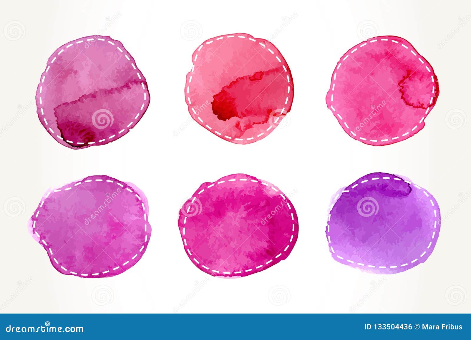 Dashed watercolor circles stock vector. Illustration of pink - 133504436