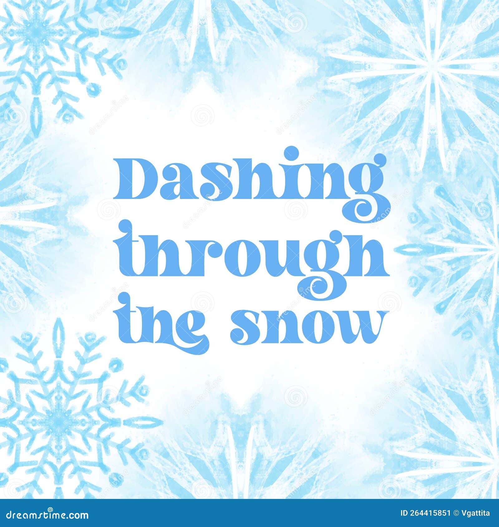 Dashing through the Snow Text on Blue Background with Stylized ...