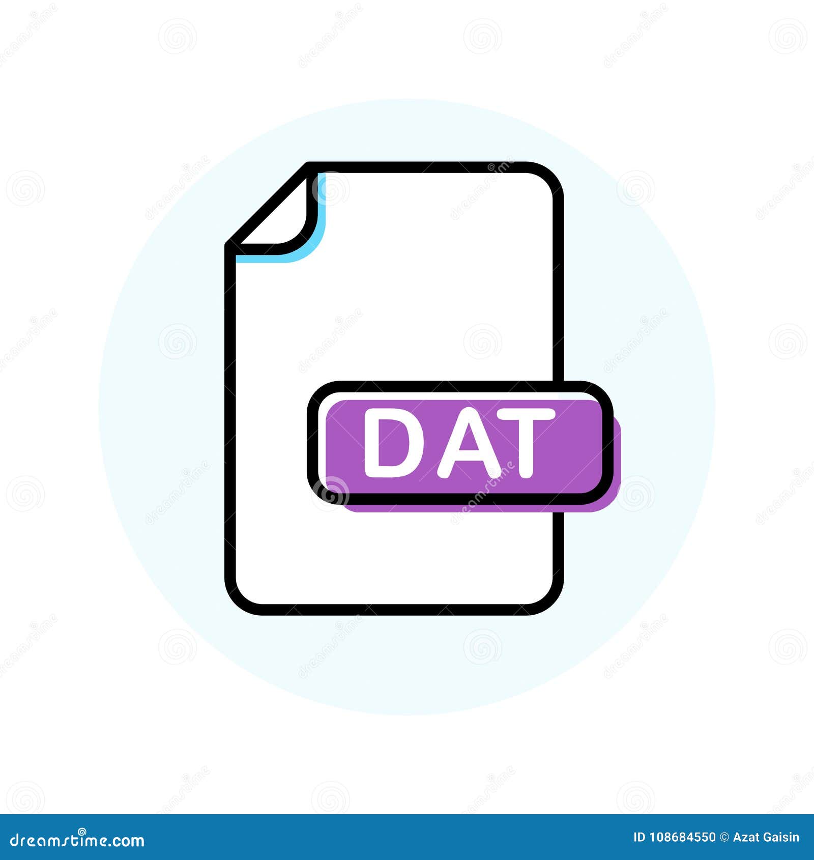 DAT File Format, Extension Color Line Icon Stock Vector - Illustration ...