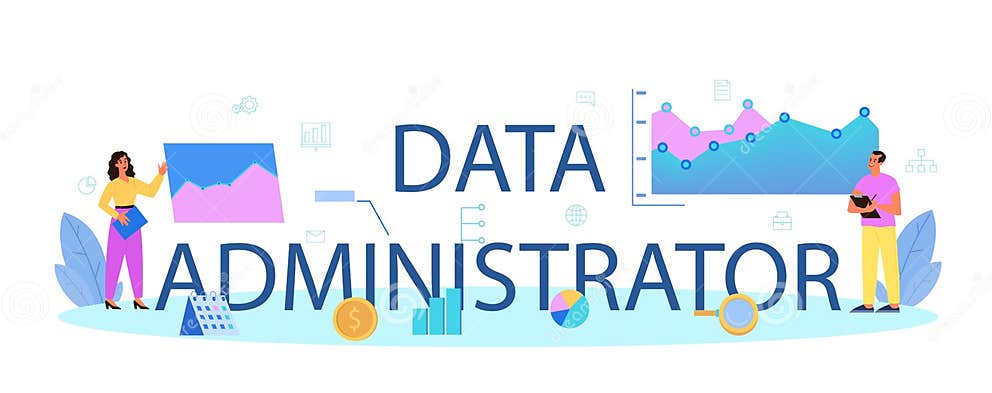Data Administrator Typographic Header. Female and Male Character Stock ...