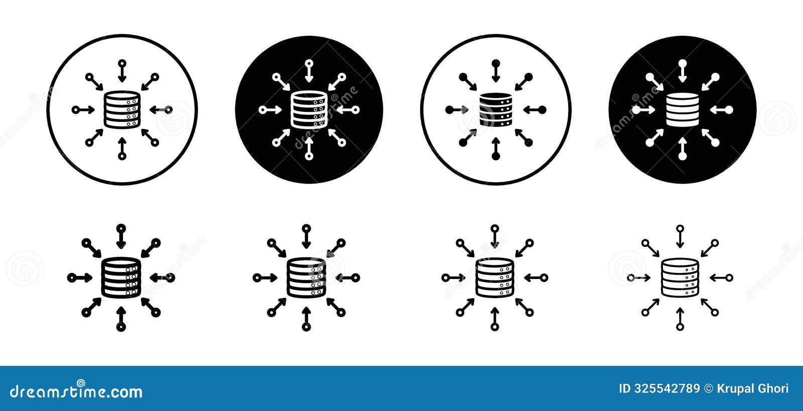 Big Data Aggregation Icons Depicting Server Database Management And Cloud Network Analysis ...