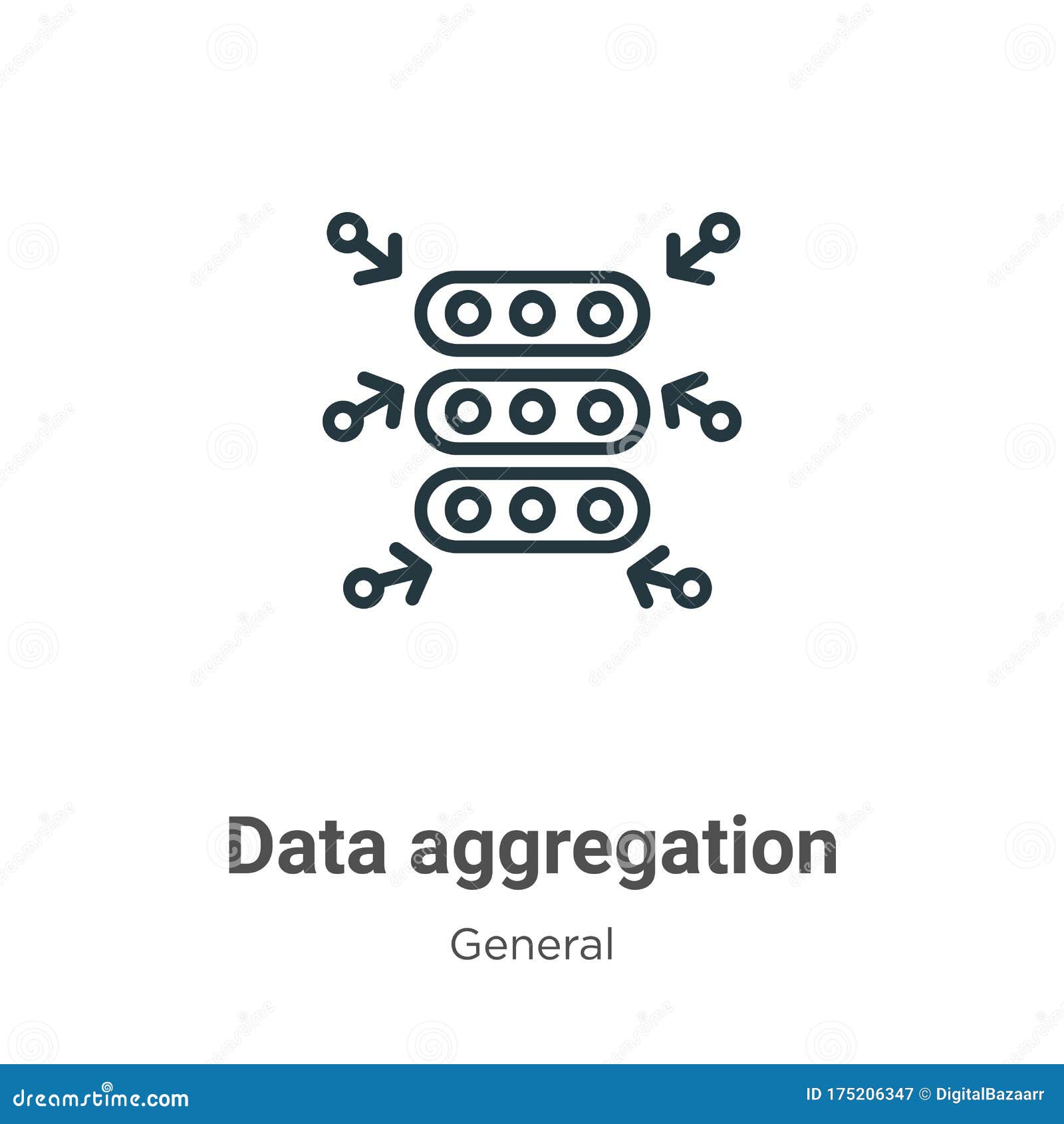 Data Aggregation Outline Vector Icon Thin Line Black Data Aggregation Icon Flat Vector Simple