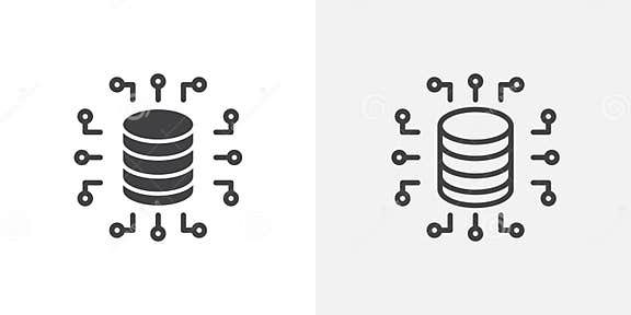 Data Aggregation Thin Line Vector Icon Set Stock Vector - Illustration ...