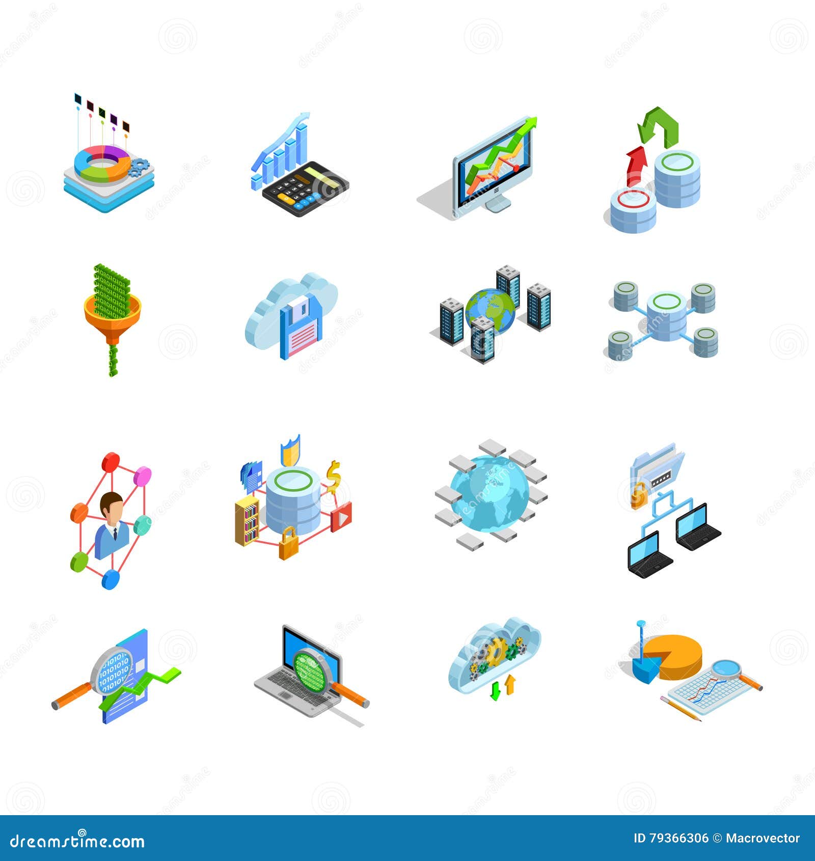 Data Analyses Elements Isometric Icons Set Stock Vector - Illustration of business, connection ...