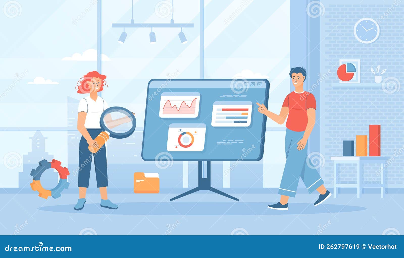 Data Analysis and Analytics. Analysts Research Business Statistics on ...